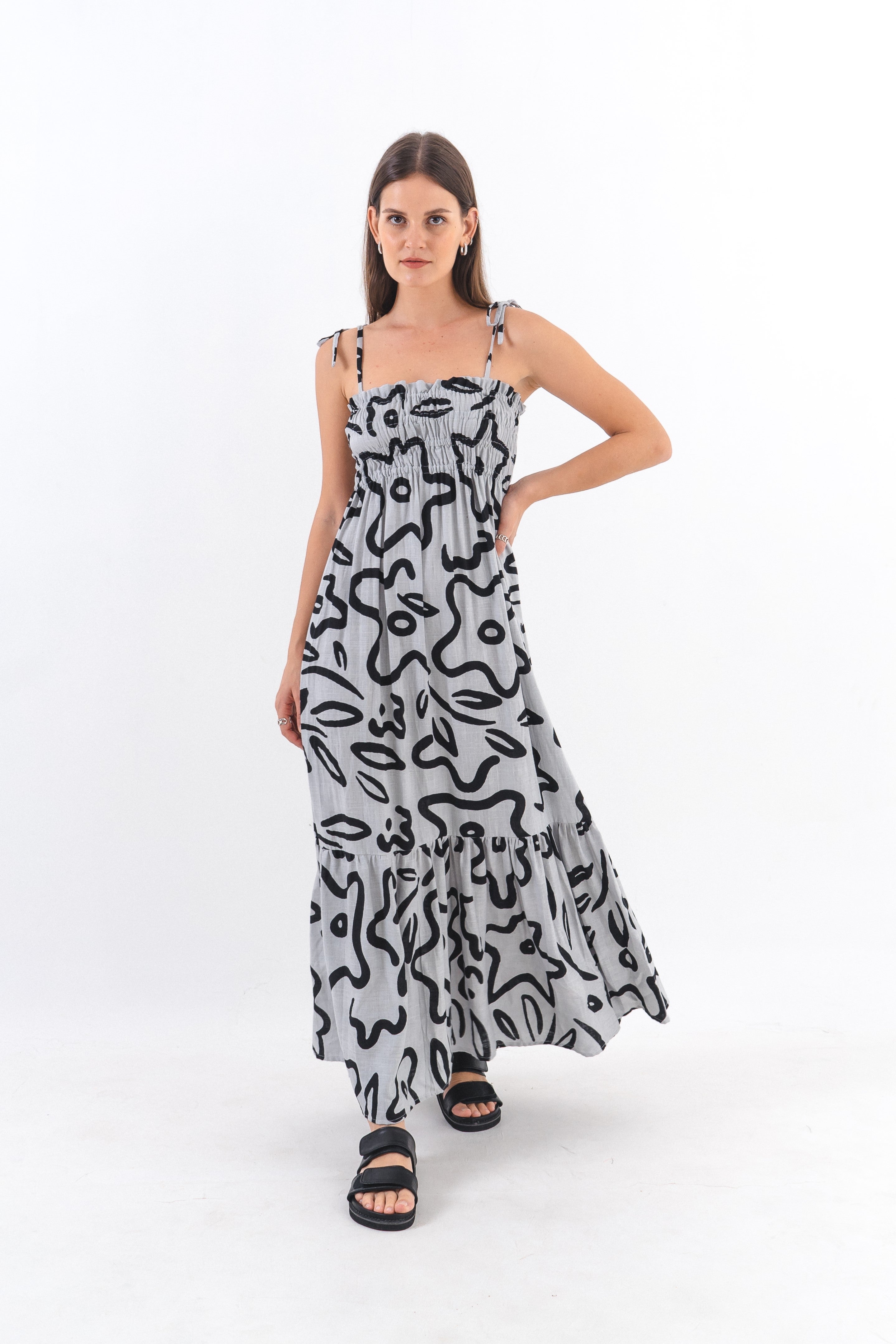 Tari Dress in Blooming Black – Nataoka