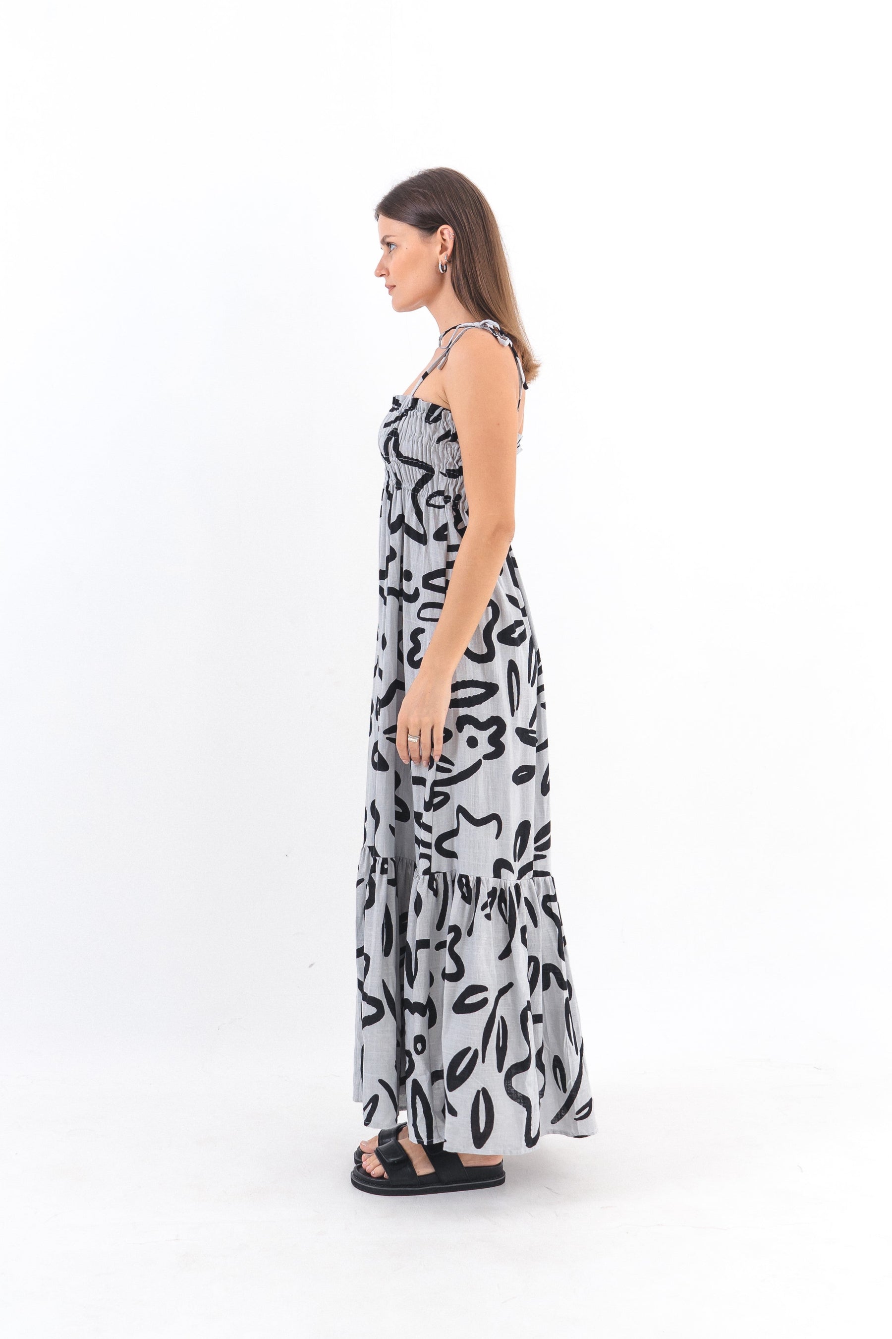 Tari Dress in Blooming Black – Nataoka