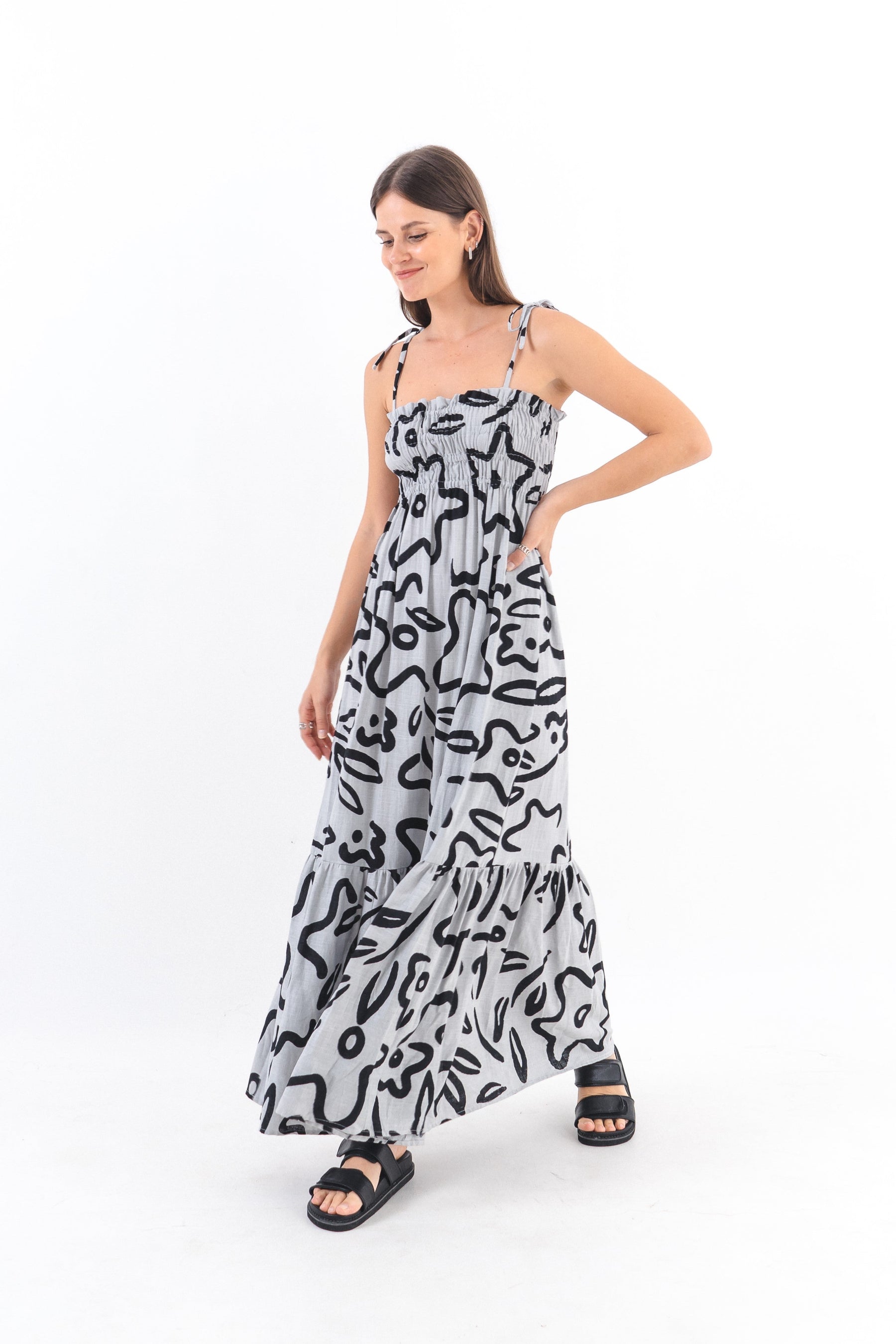 Tari Dress in Blooming Black – Nataoka